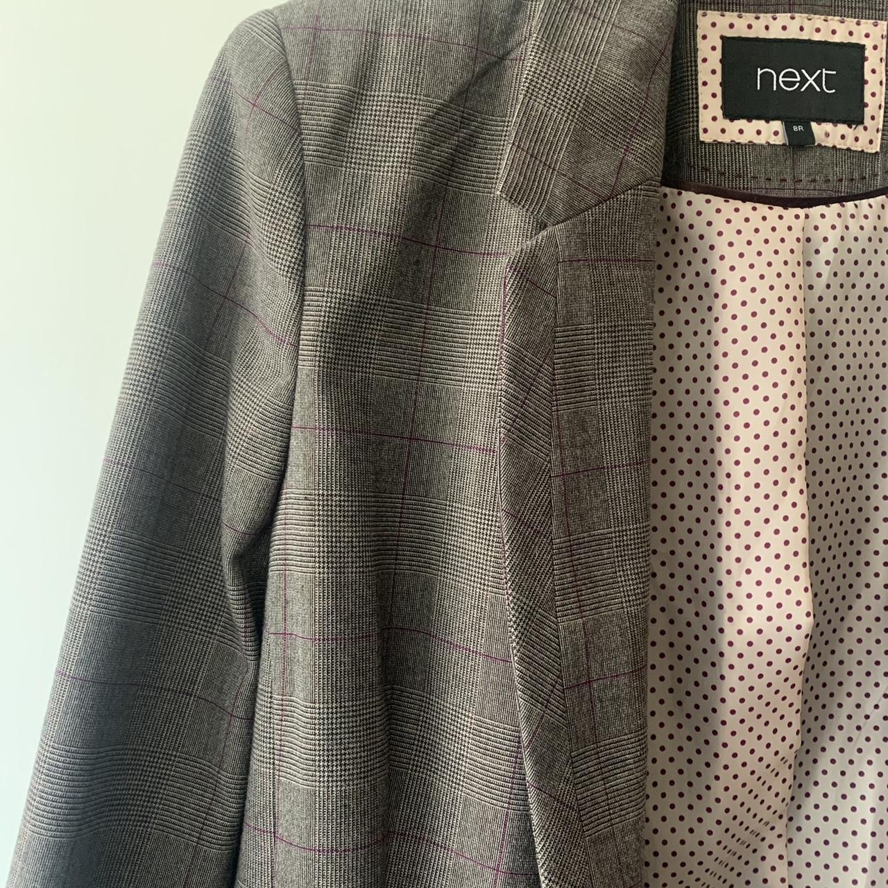Grey Tailored Blazer from Next Thin purple check... - Depop