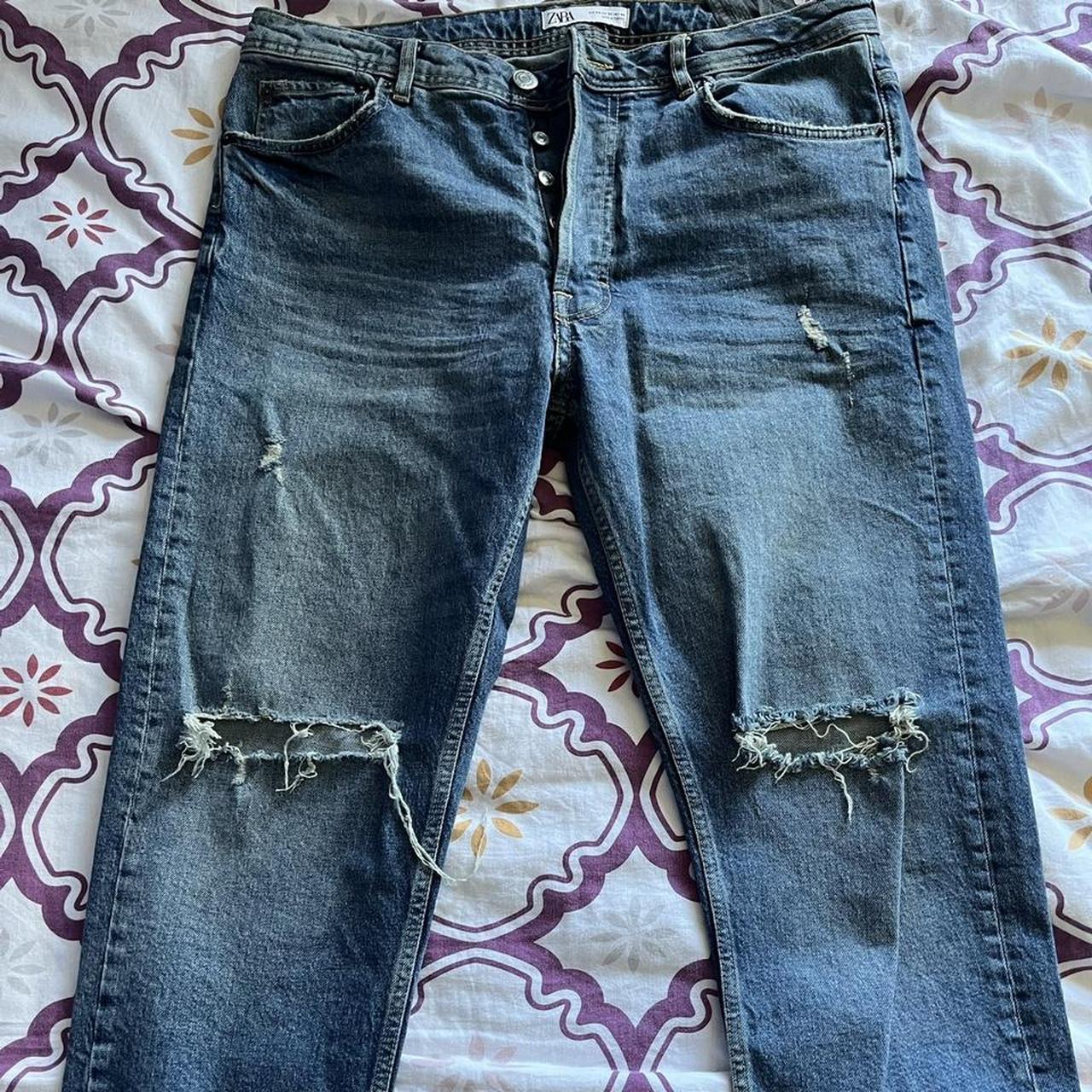ZARA MAN DENIM JEANS RIPPED VINTAGE REP 34-L/XL - Depop