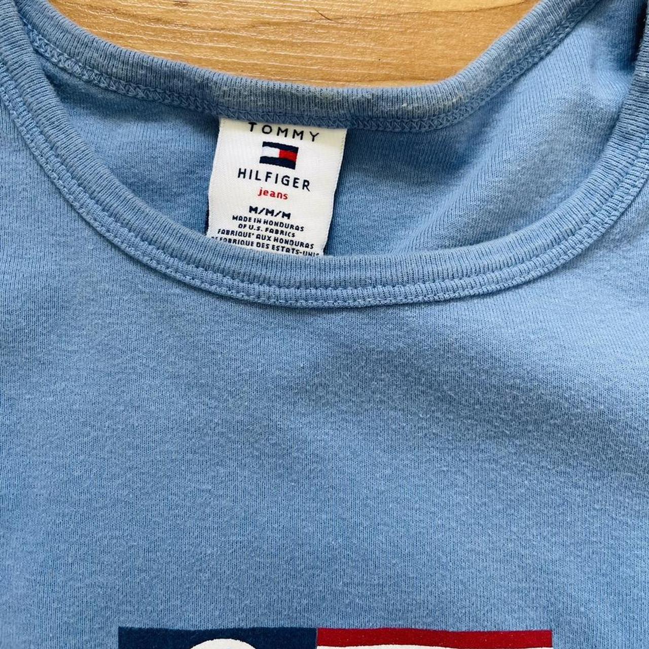 tommy Hilfiger size medium baby blue baby tee... - Depop