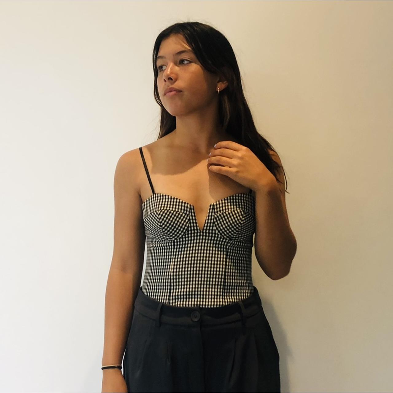 Cute little cropped checkered corset top Love the... - Depop
