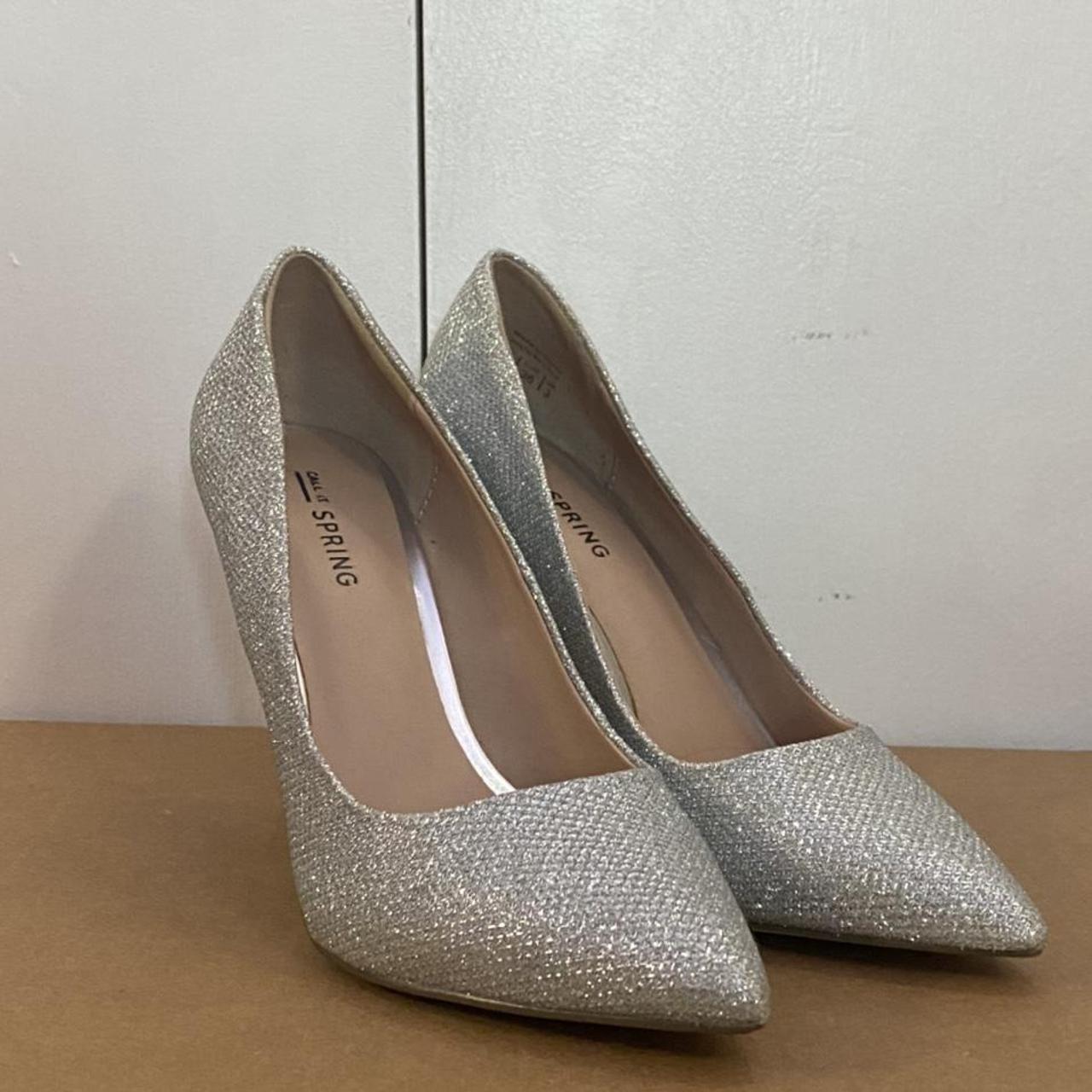 Sparkly silver heels from call it spring. Only worn... - Depop