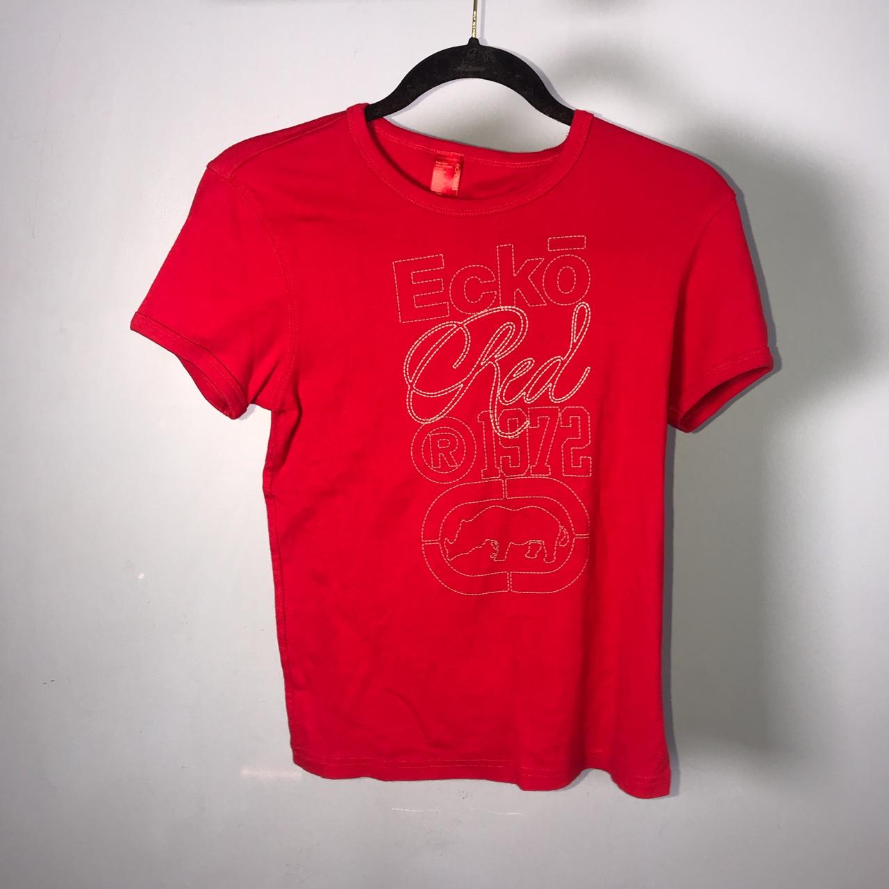 Ecko red t shirt. Rhinestone on the back of the... - Depop