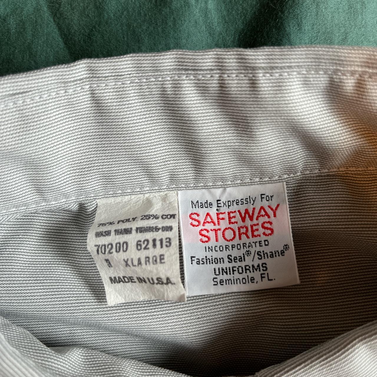 vintage safeway store uniform short sleeve grey and... - Depop