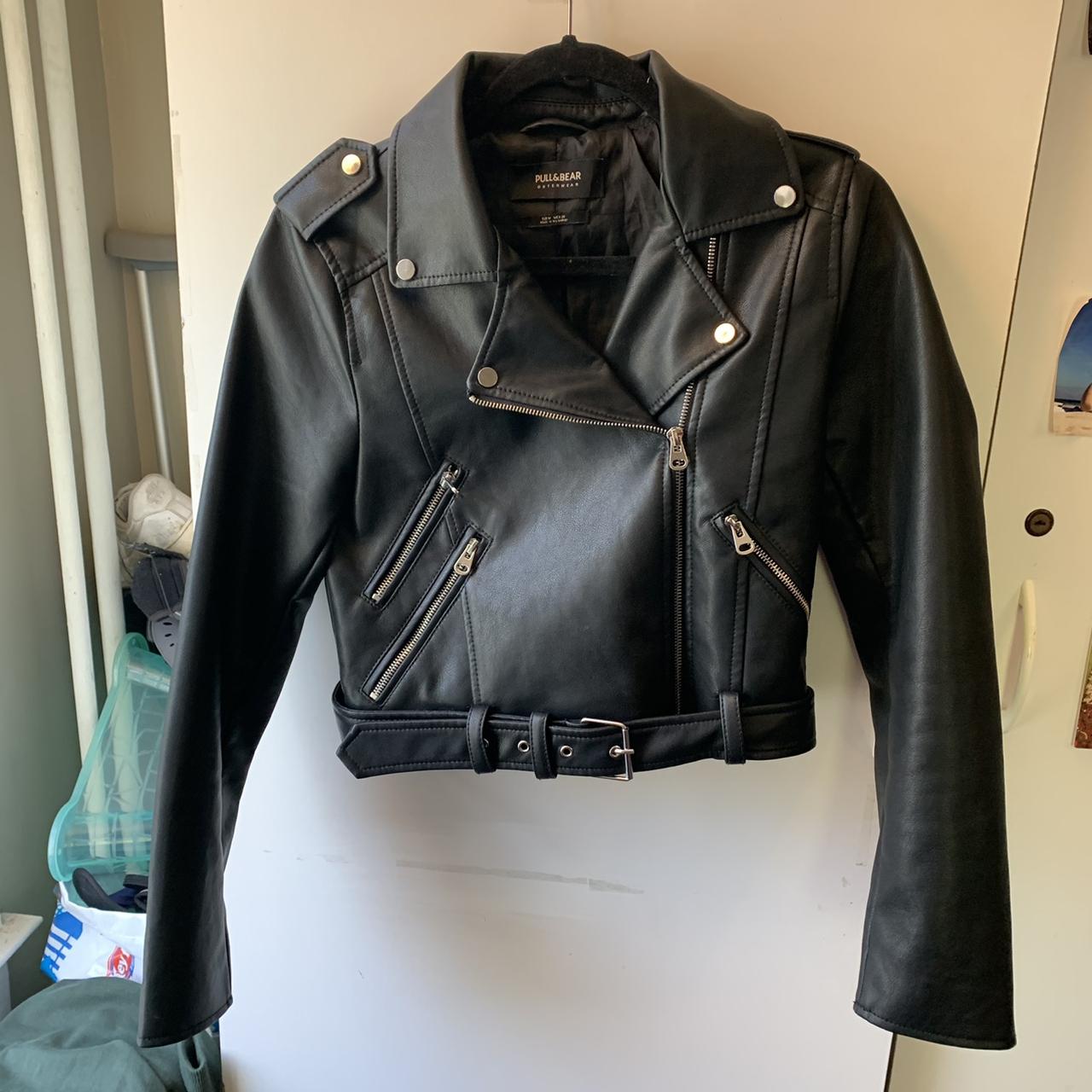 Pull&Bear leather jacket with belt detailing.... - Depop