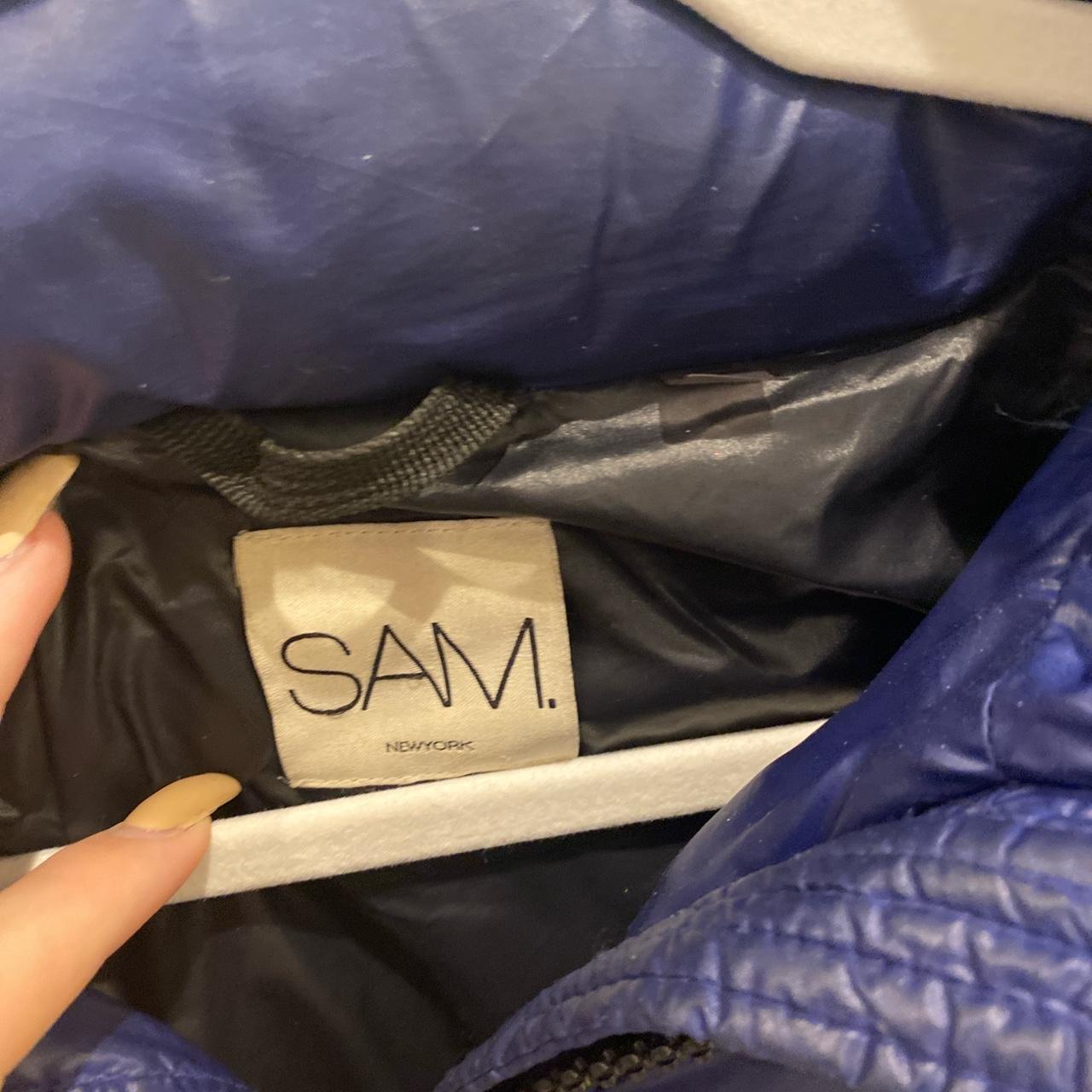 SAM Women's Navy and Blue Jacket | Depop