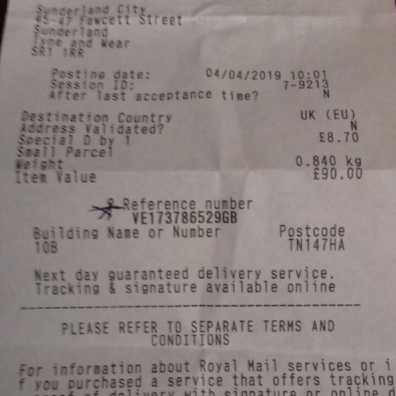 Proof of postage and reference nu to track xx - Depop