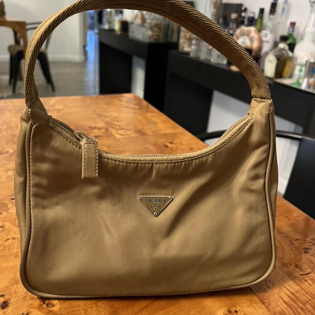Authentic original Prada nylon bag in tan. Purchased... - Depop