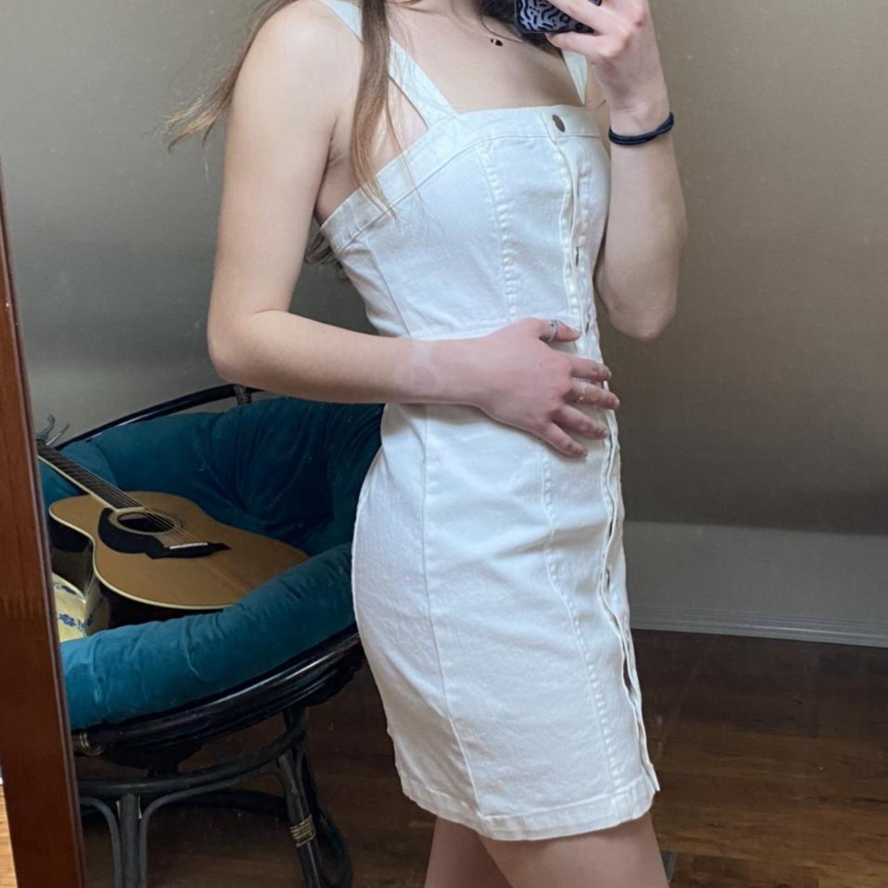 white denning button up dress, great to wear by... - Depop