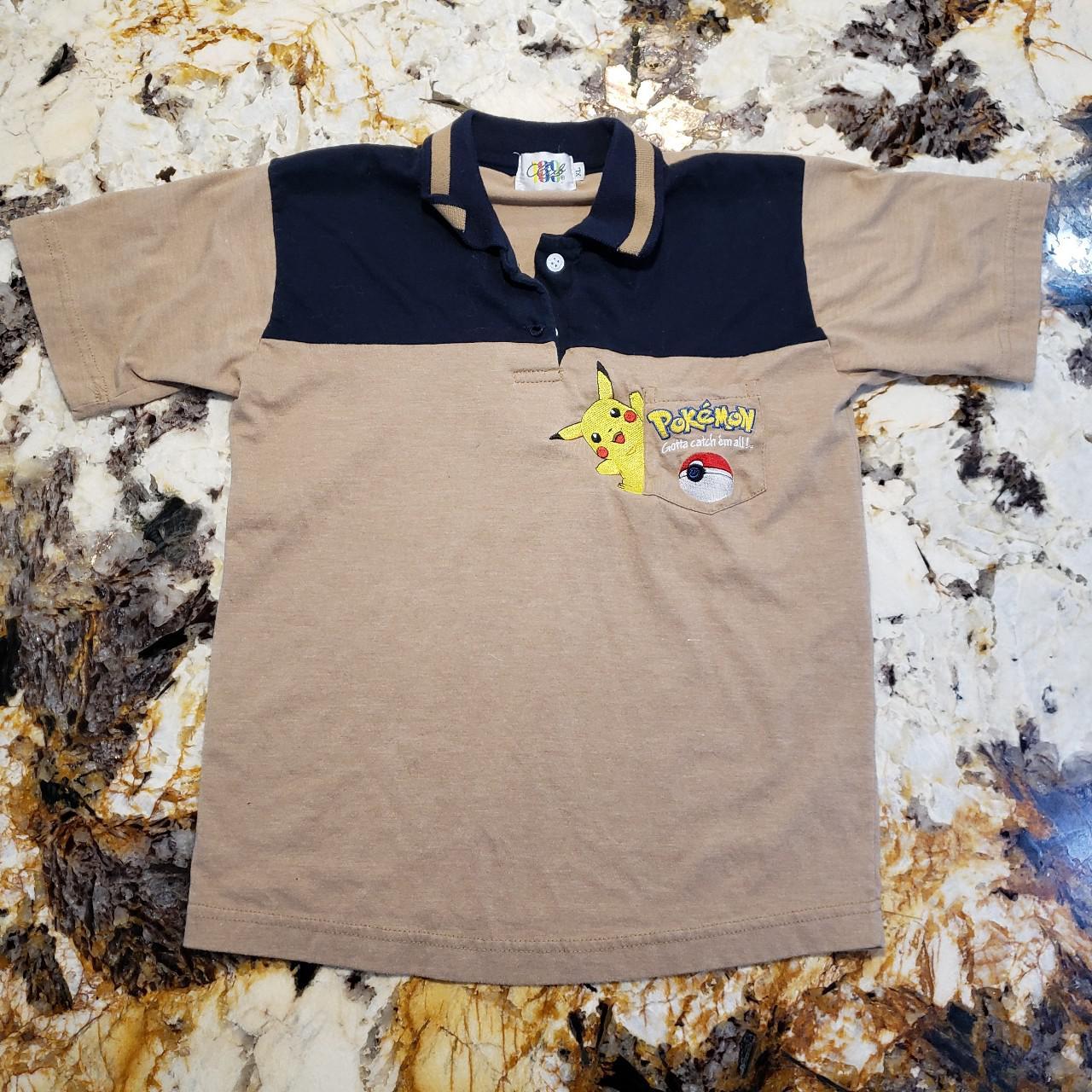 Vintage 90s pokemon pikachu two toned polo trainer... - Depop