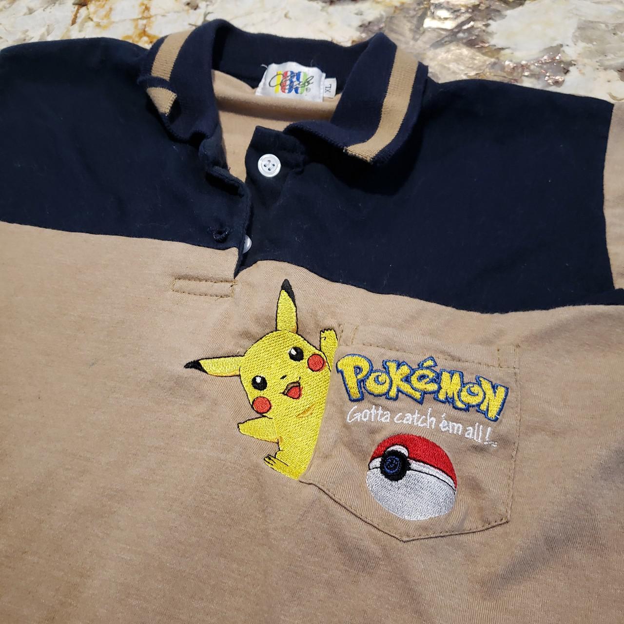 Vintage 90s pokemon pikachu two toned polo trainer... - Depop