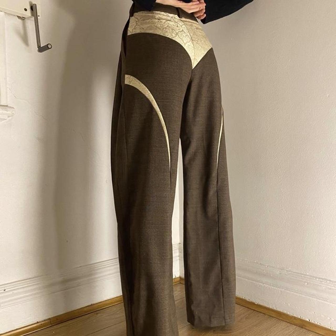 Tailored curved pleat panel pants. Made to order.... - Depop