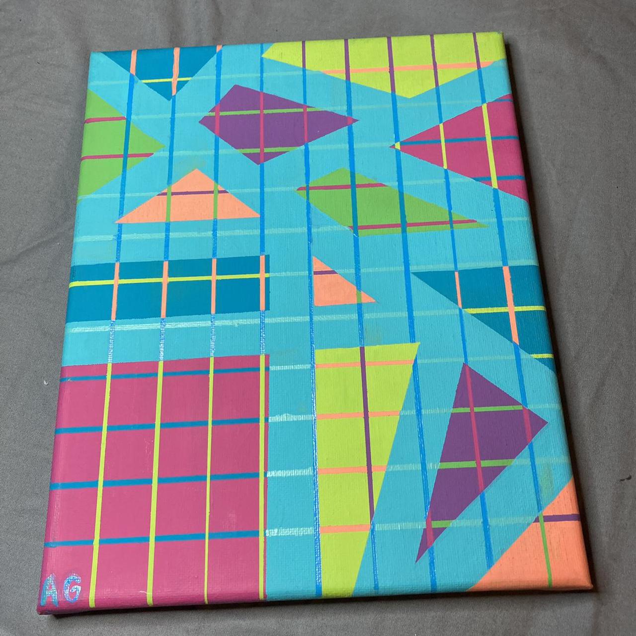 8x10 Abstract colorful random lines original acrylic... - Depop