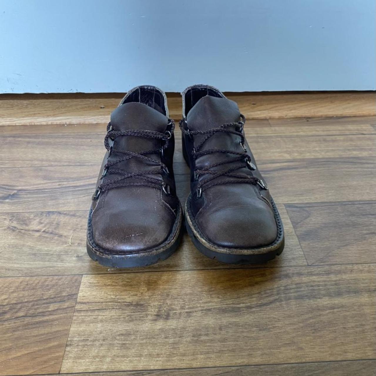 Vintage Silga Italian lace up leather shoe square... - Depop