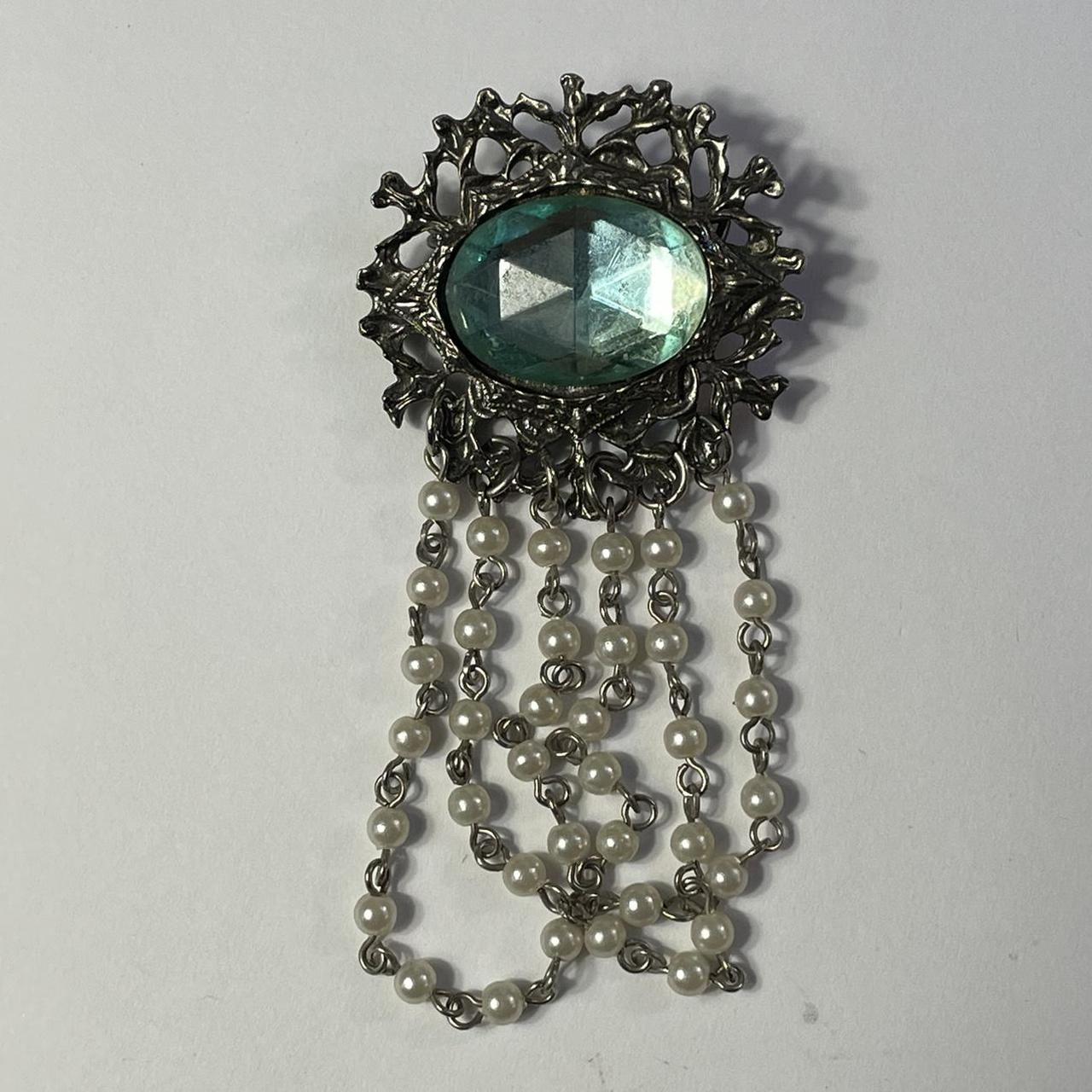 Huge and stunning Victorian style brooch with blue... - Depop