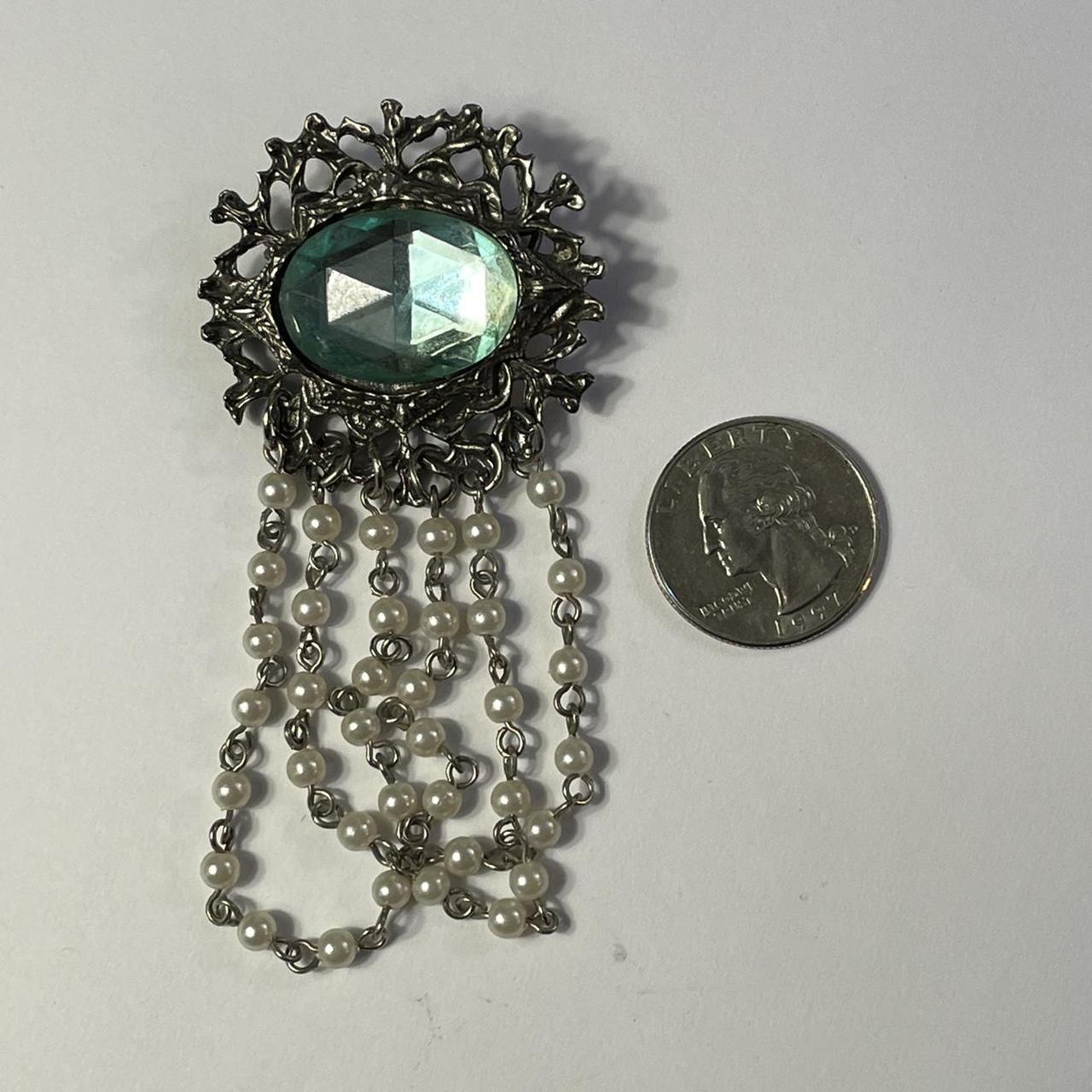 Huge and stunning Victorian style brooch with blue... - Depop