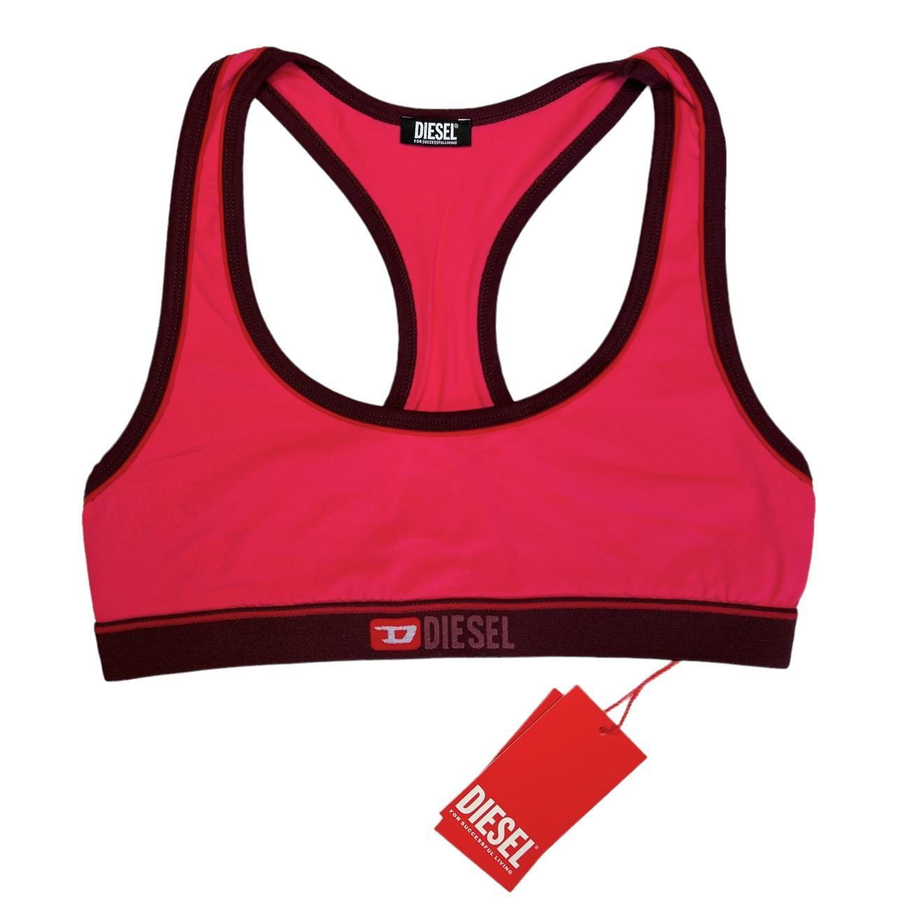NWT DIESEL hot pink logo sports bra / bra top /... - Depop