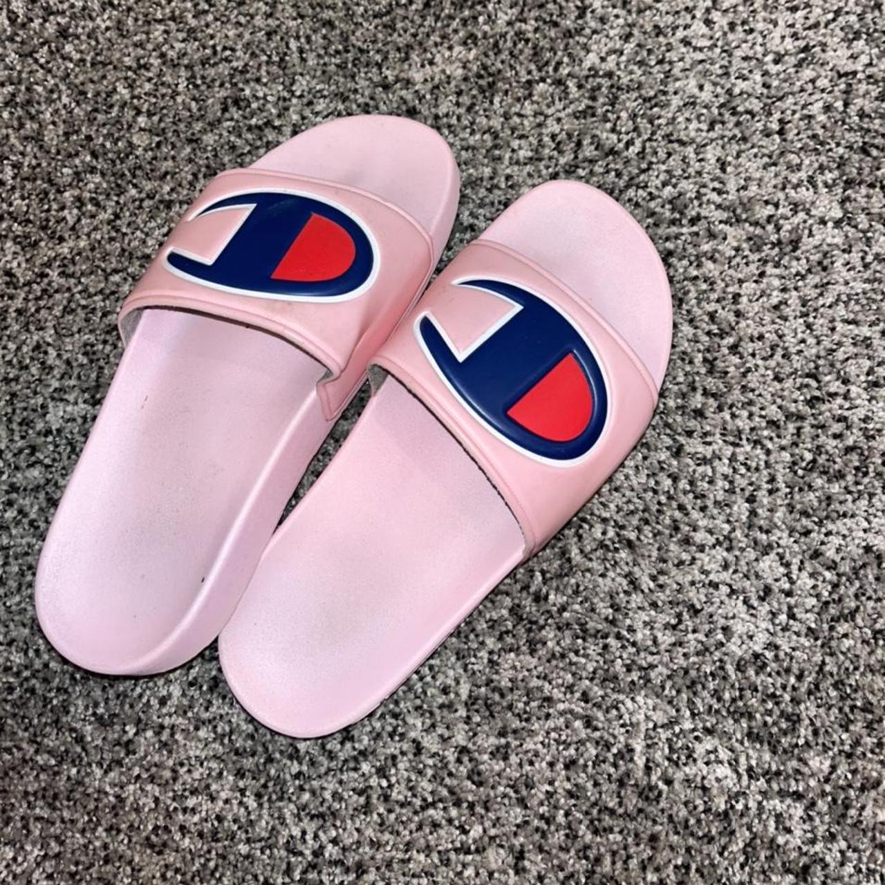 Pink champion slides Worn a few times Size woman’s... - Depop