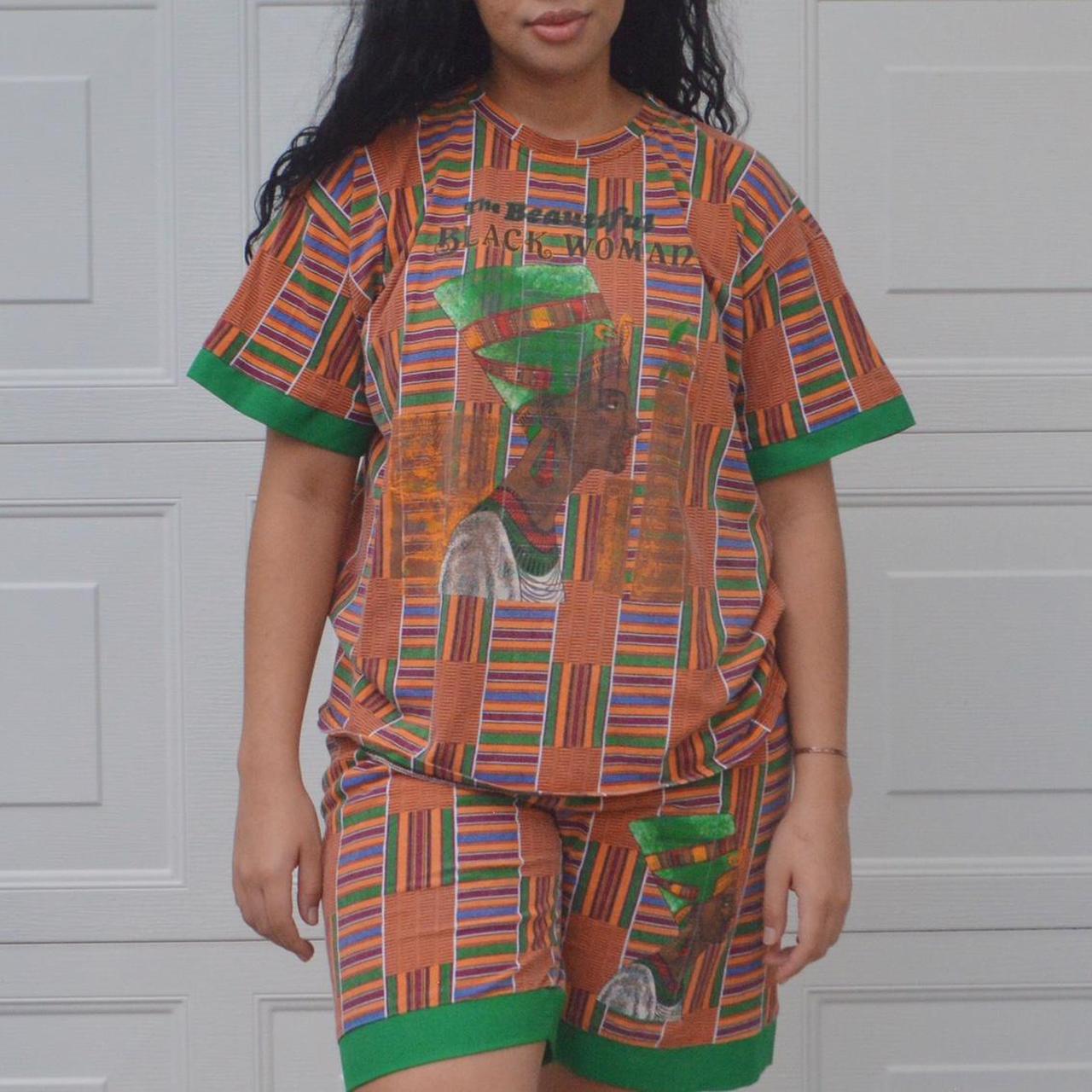 African Pattern Shirt with Egyptian Print Authentic... | Depop