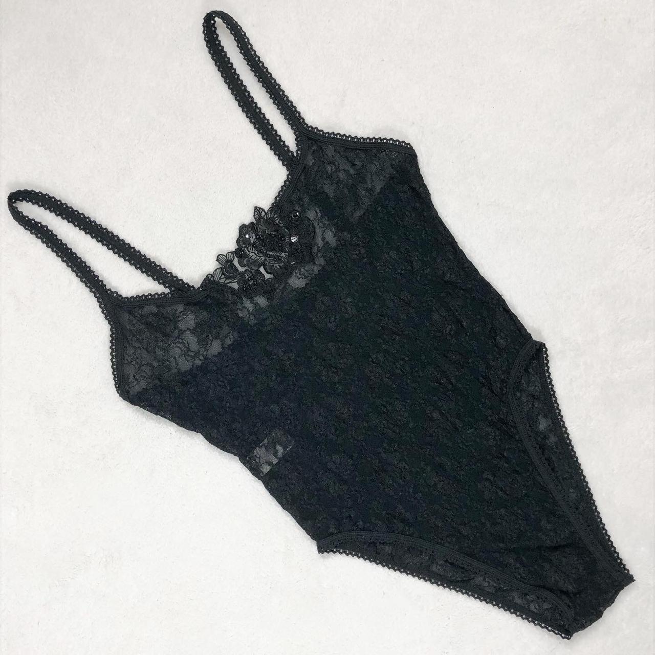 Vintage Petra black lace teddy bodysuit medium.... - Depop