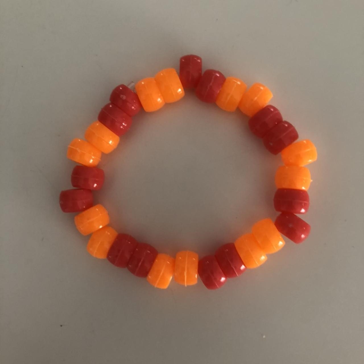 Red and orange Kandi scene bracelet made by yours... - Depop