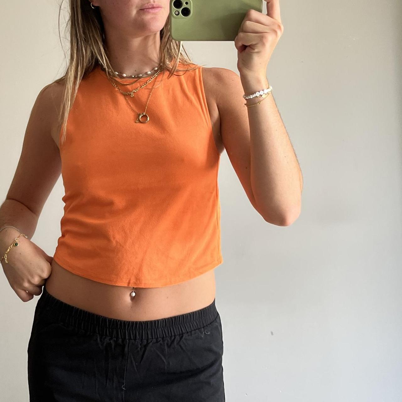 Zara Women's Orange Crop-top | Depop
