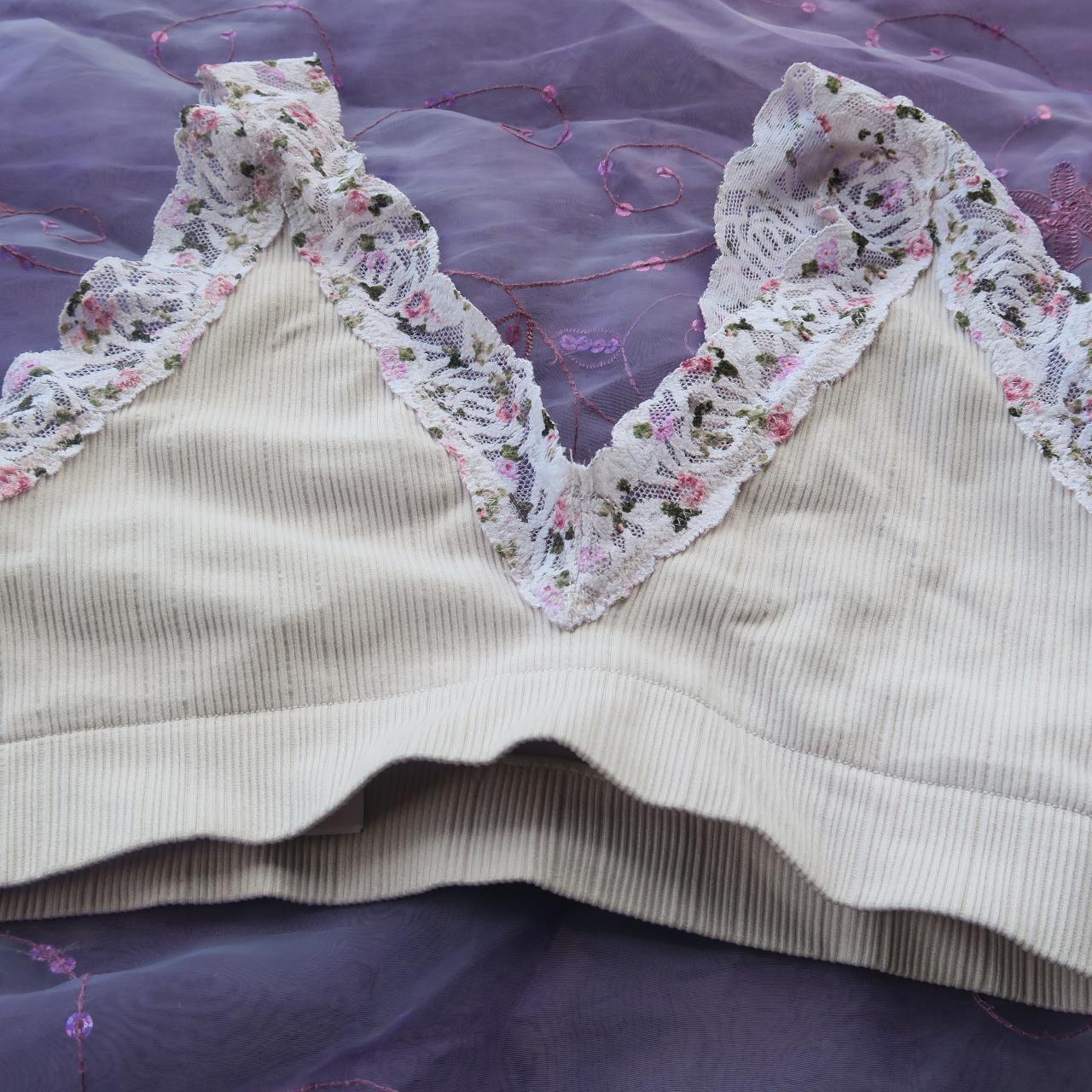 Pink Victorias Secret Ribbed Floral Lace Bralette Depop