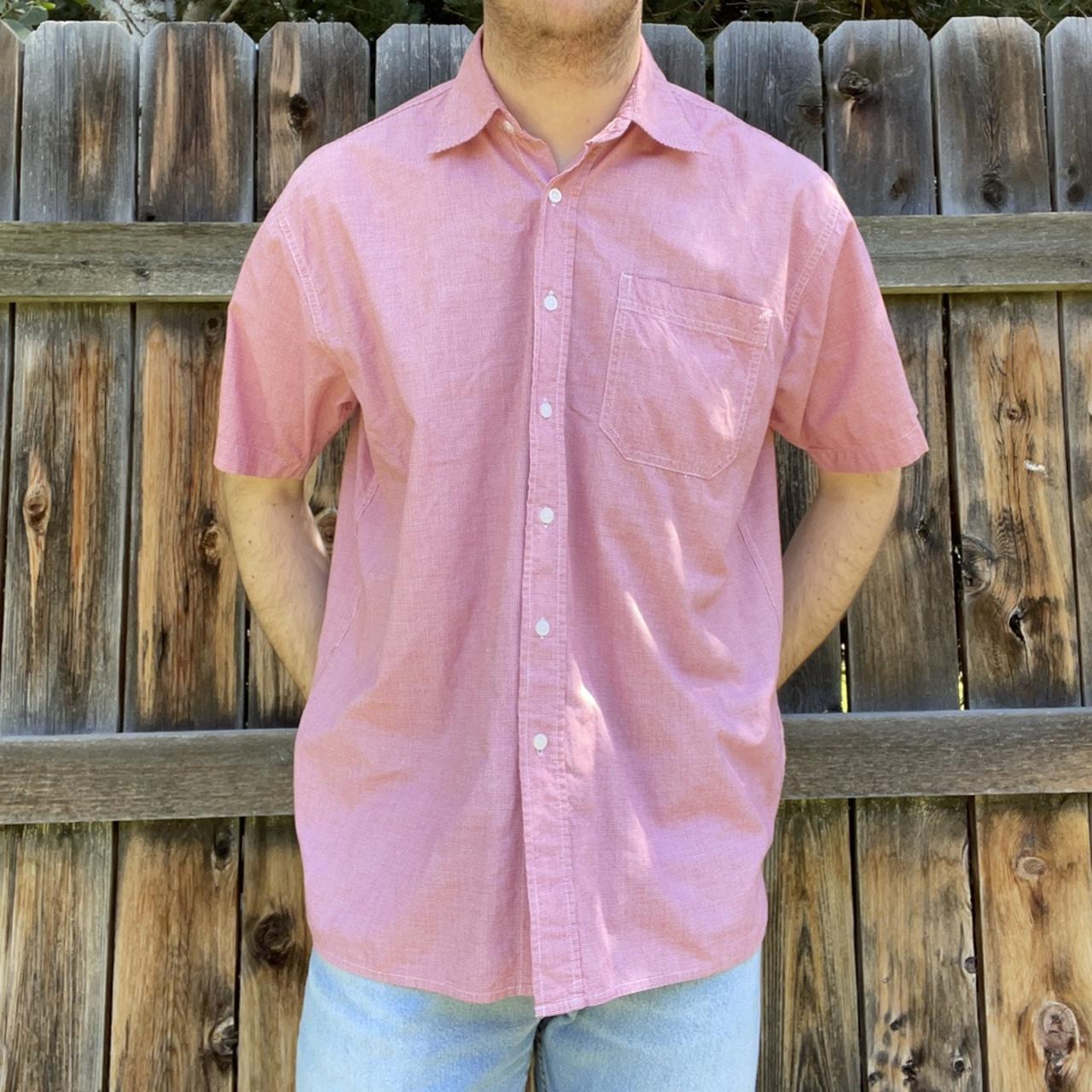 Wrangler light red button up short sleeve shirt.... - Depop