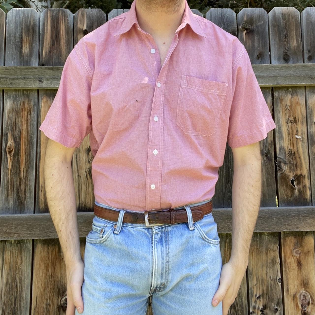 Wrangler light red button up short sleeve shirt.... - Depop