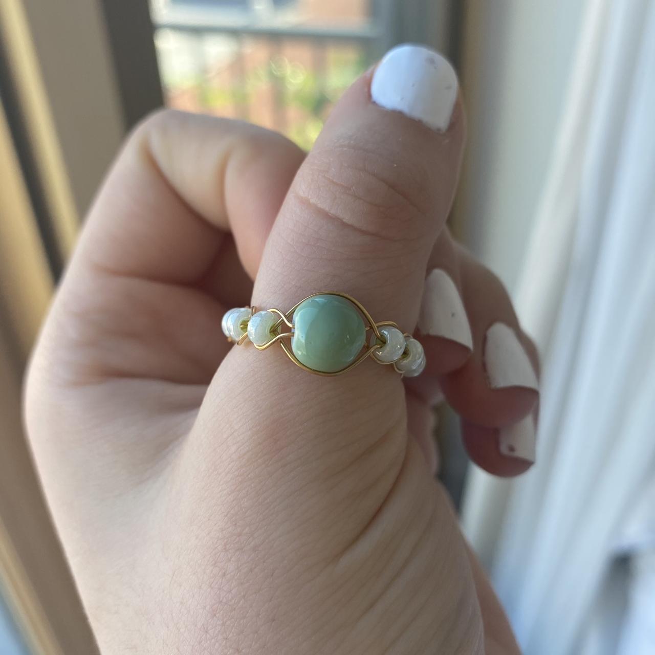 Handmade dainty sage green braided wire ring 🤍-... - Depop