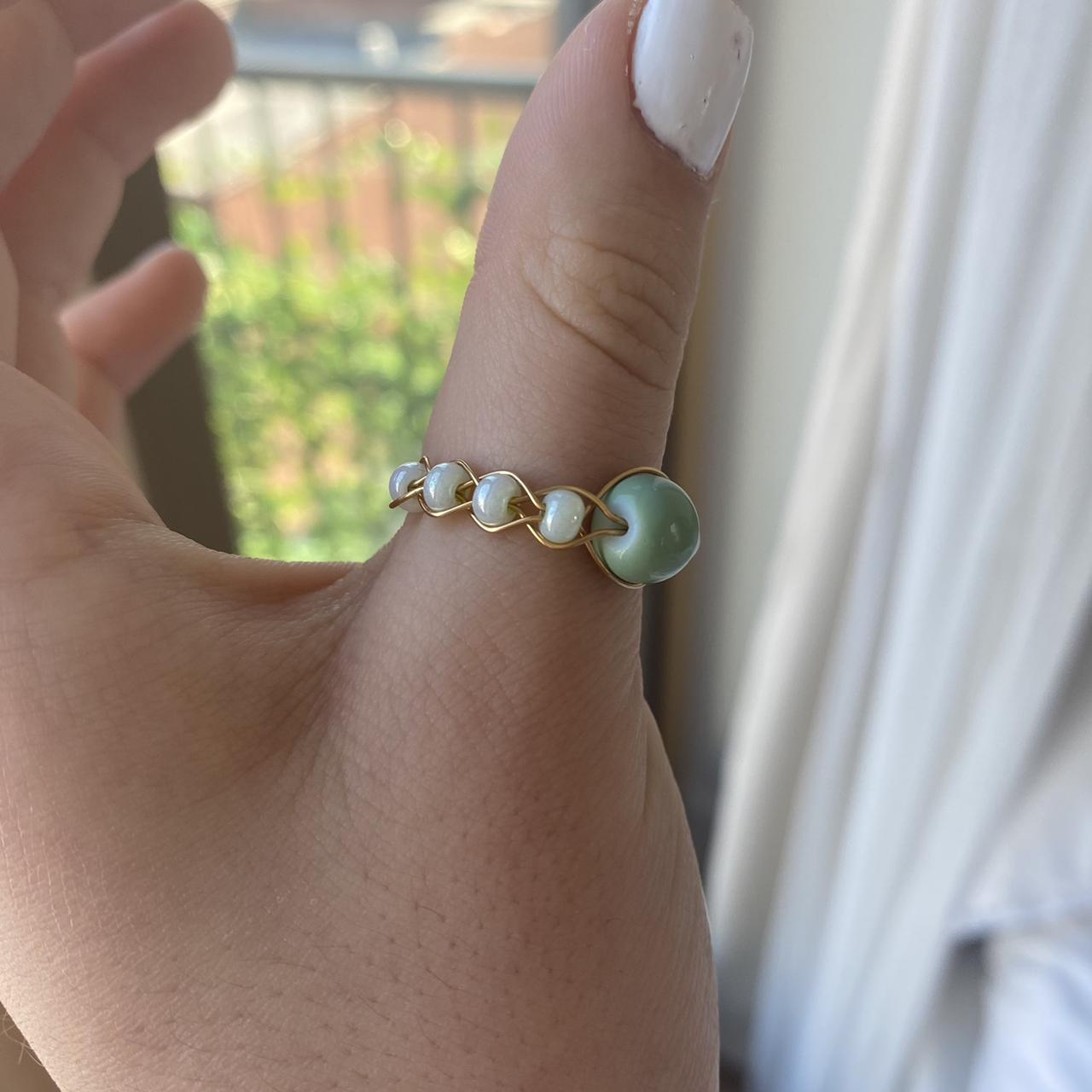 Handmade dainty sage green braided wire ring 🤍-... - Depop