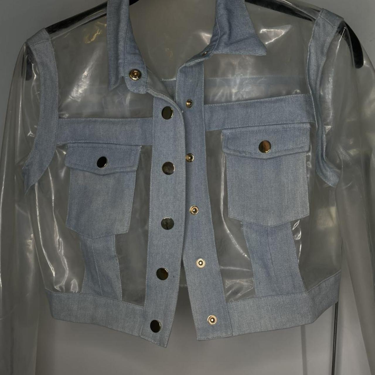 Denim/ PVC CROP jacket - Depop