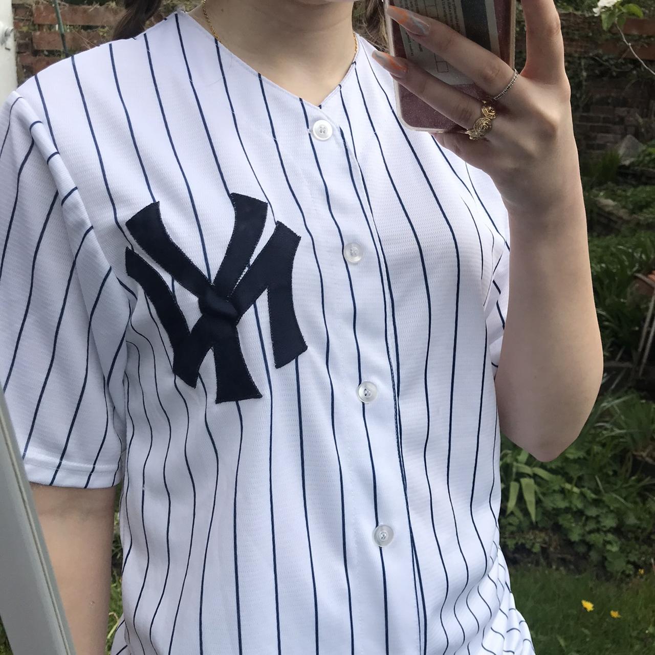 Authentic New York Yankees pinstripe jersey top... - Depop