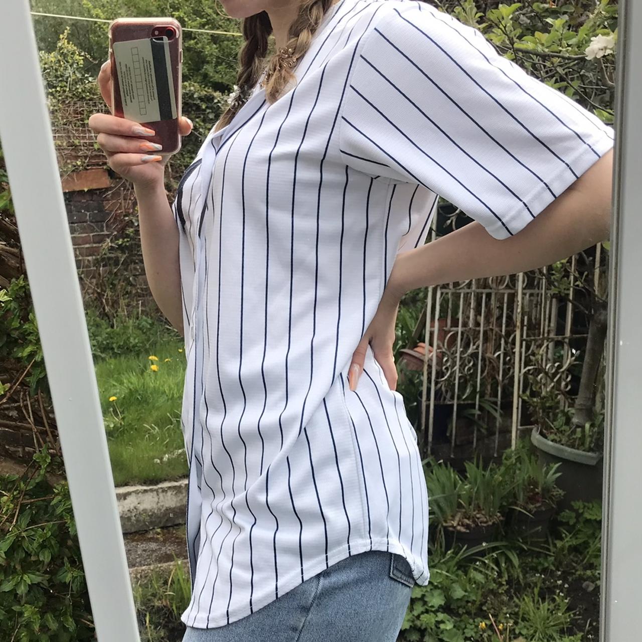 Authentic New York Yankees pinstripe jersey top... - Depop