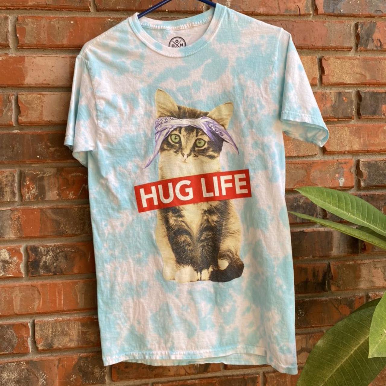 DOM Hug Life women Tie Dye T- Shirt Cat Short Sleeve... - Depop