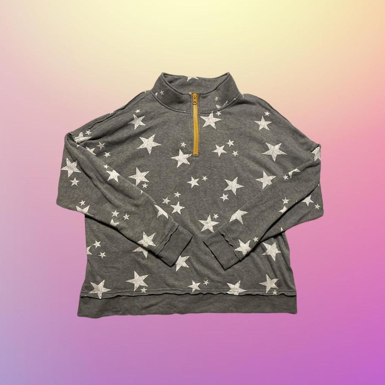 Quarter zip comfy rustic star patterned pullover... - Depop