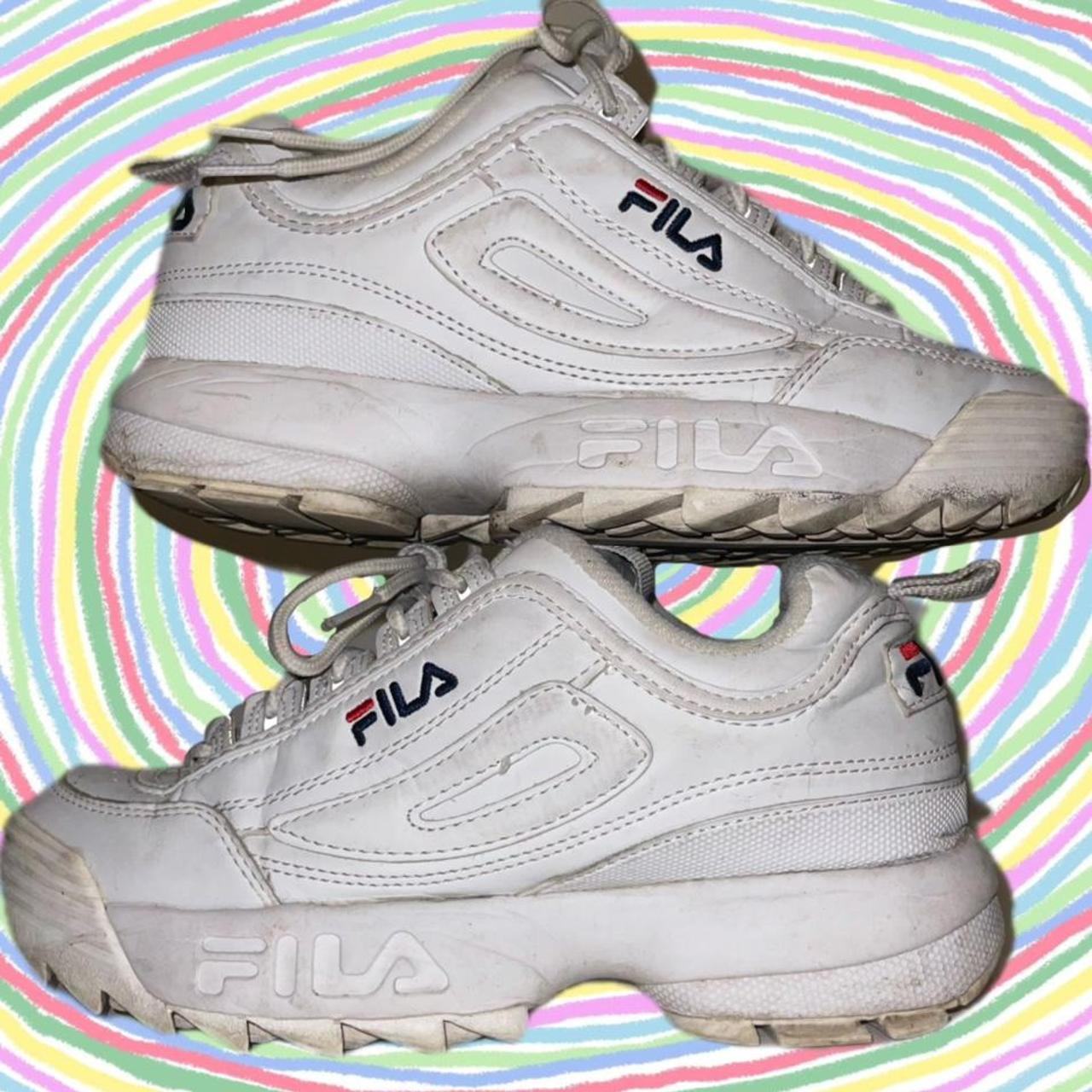 White platform Fila sneakers - Depop