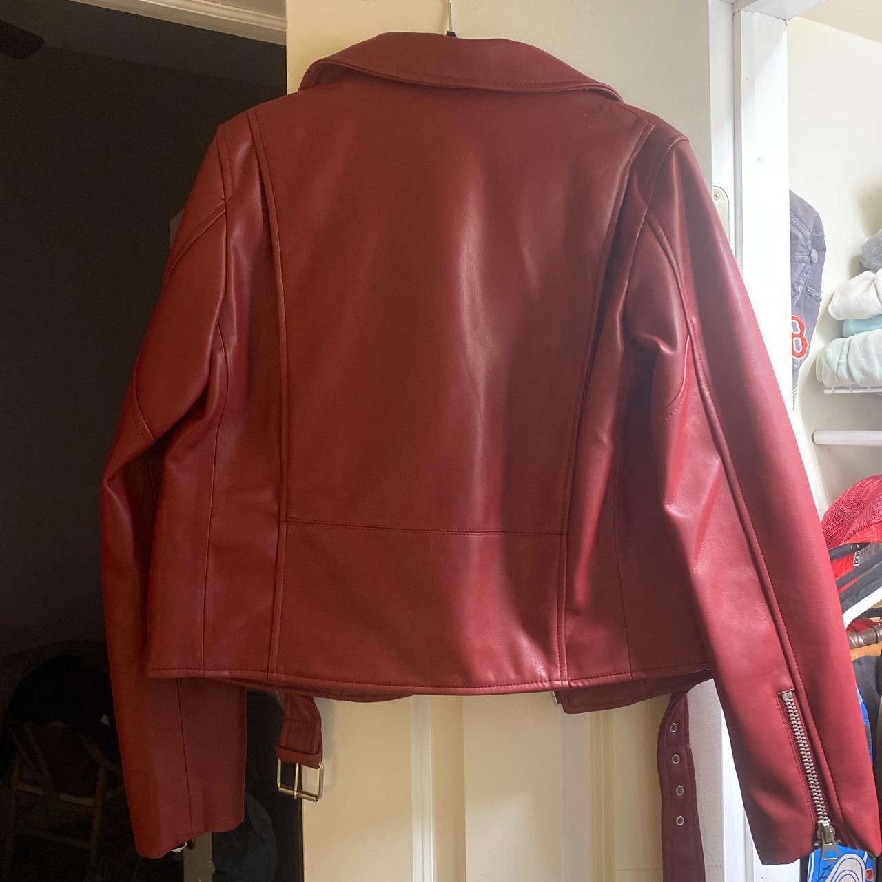 Red leather jacket, no signs of wear #leather - Depop