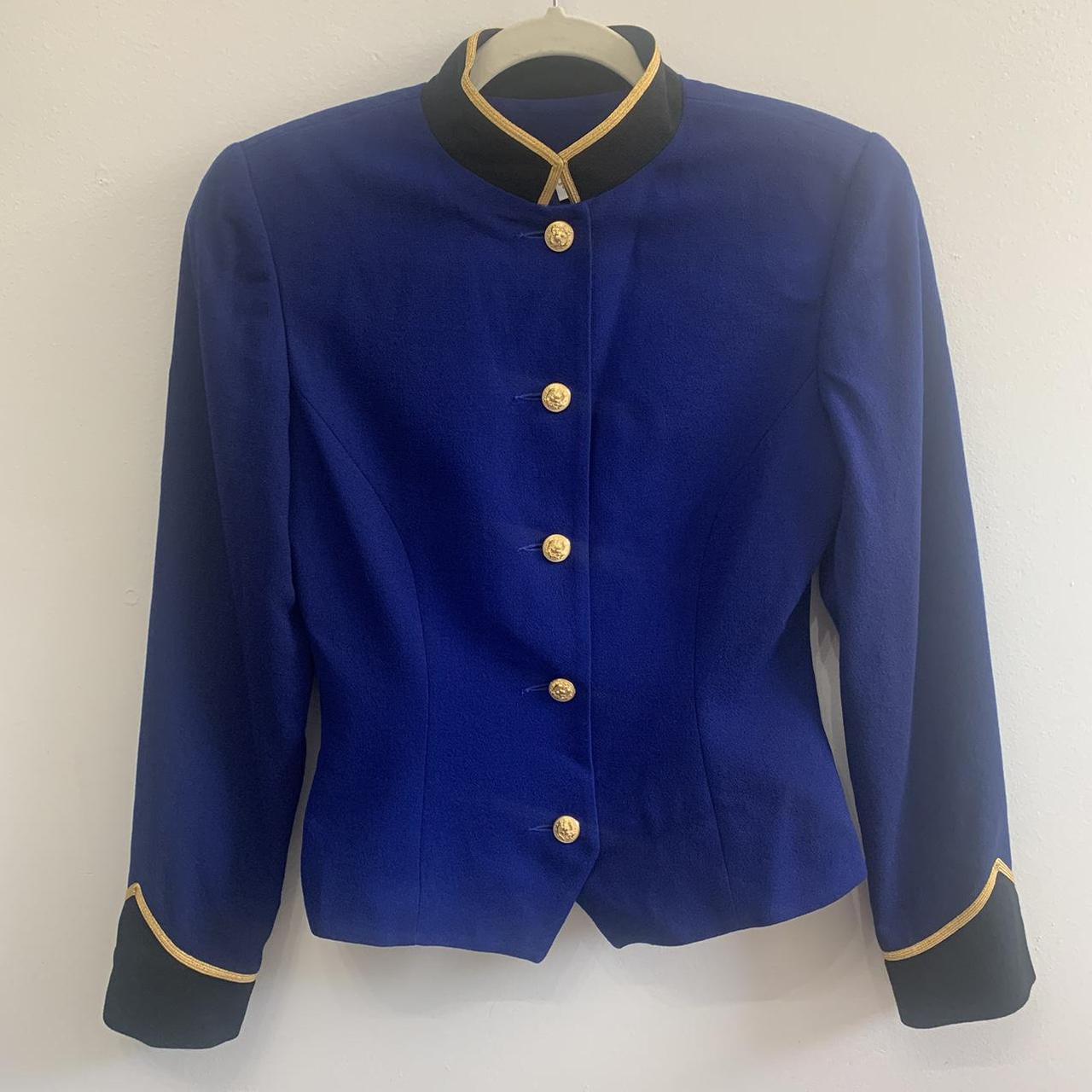 Vintage Royal blue Nutcracker Wool Blazer Jacket... - Depop