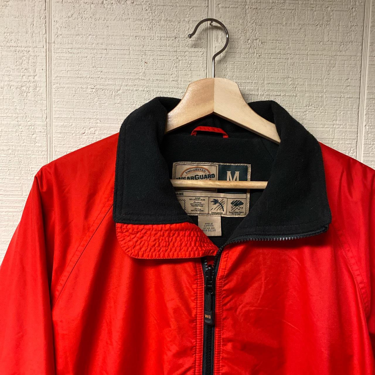 Wind stopper red safety jacket Fleece inside with... - Depop