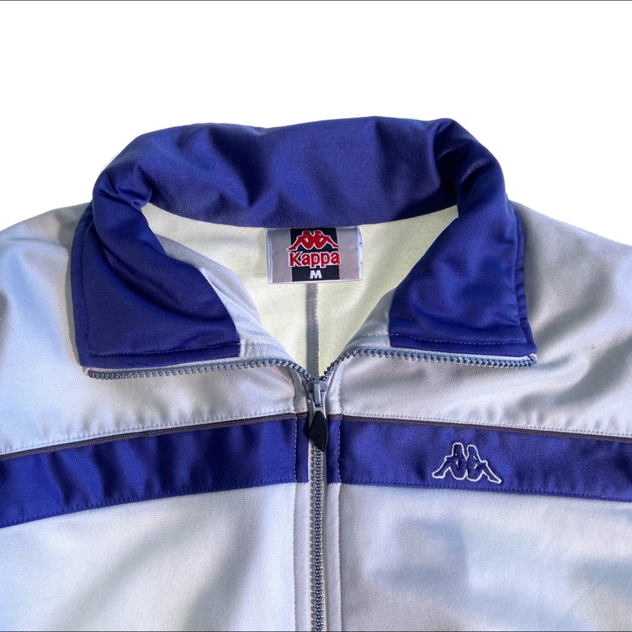 Vintage Kappa Track Top Grey and Blue Size: M Good... - Depop