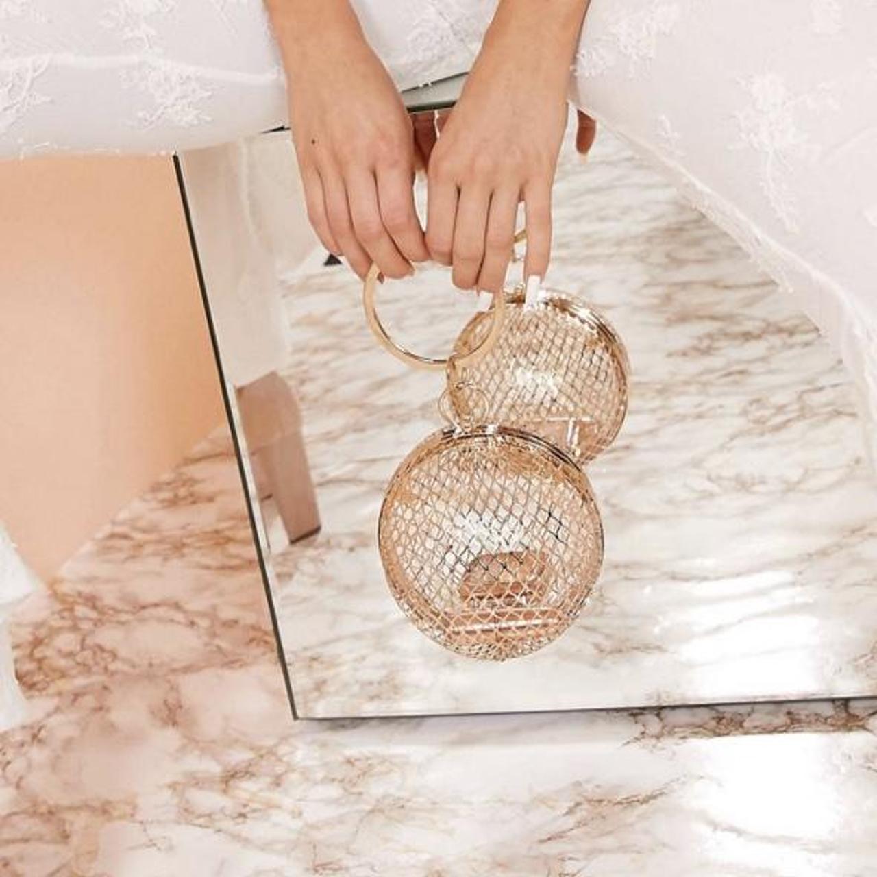 Asos gold cage clutch bag brand new - Depop