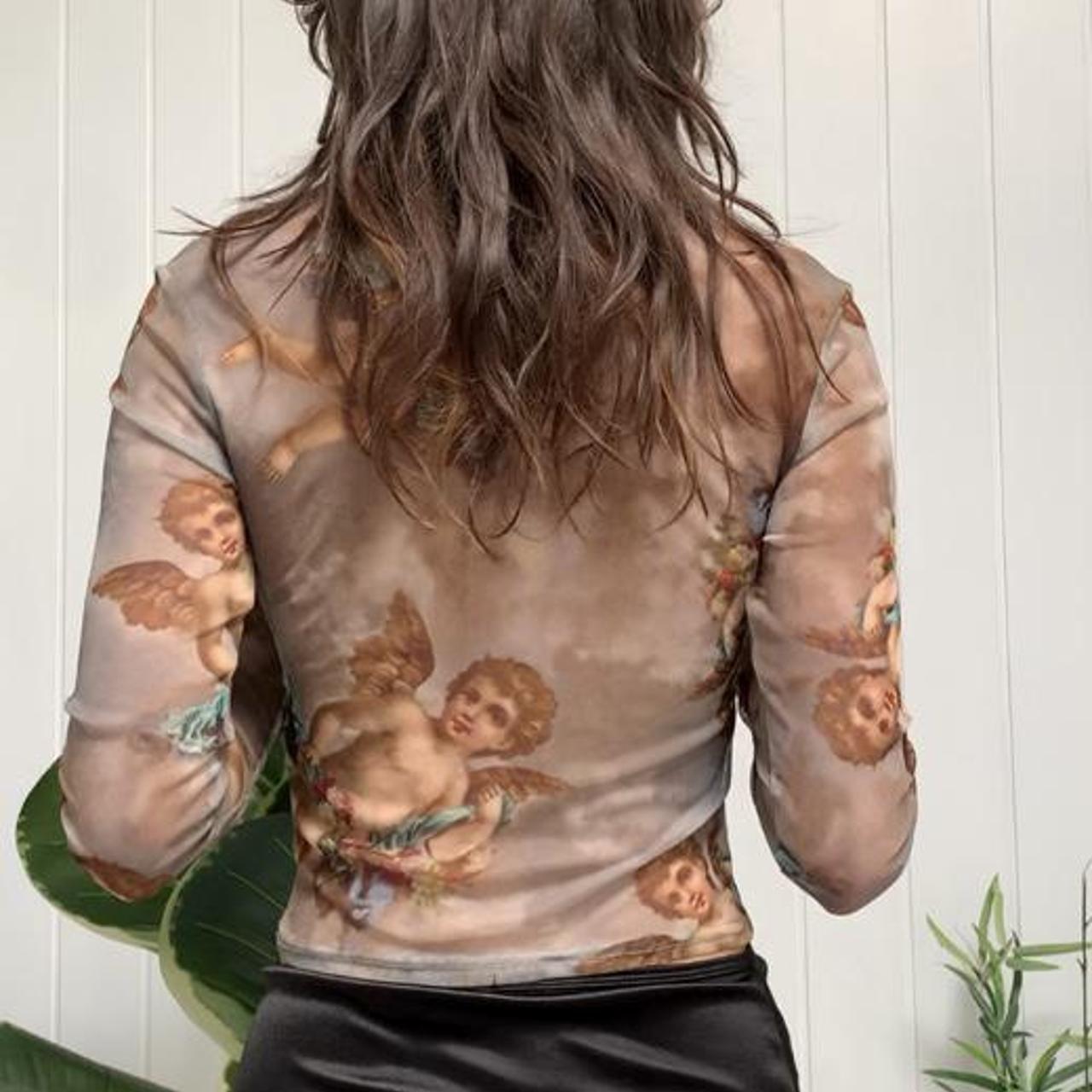 urban outfitters size small angel mesh top long... - Depop