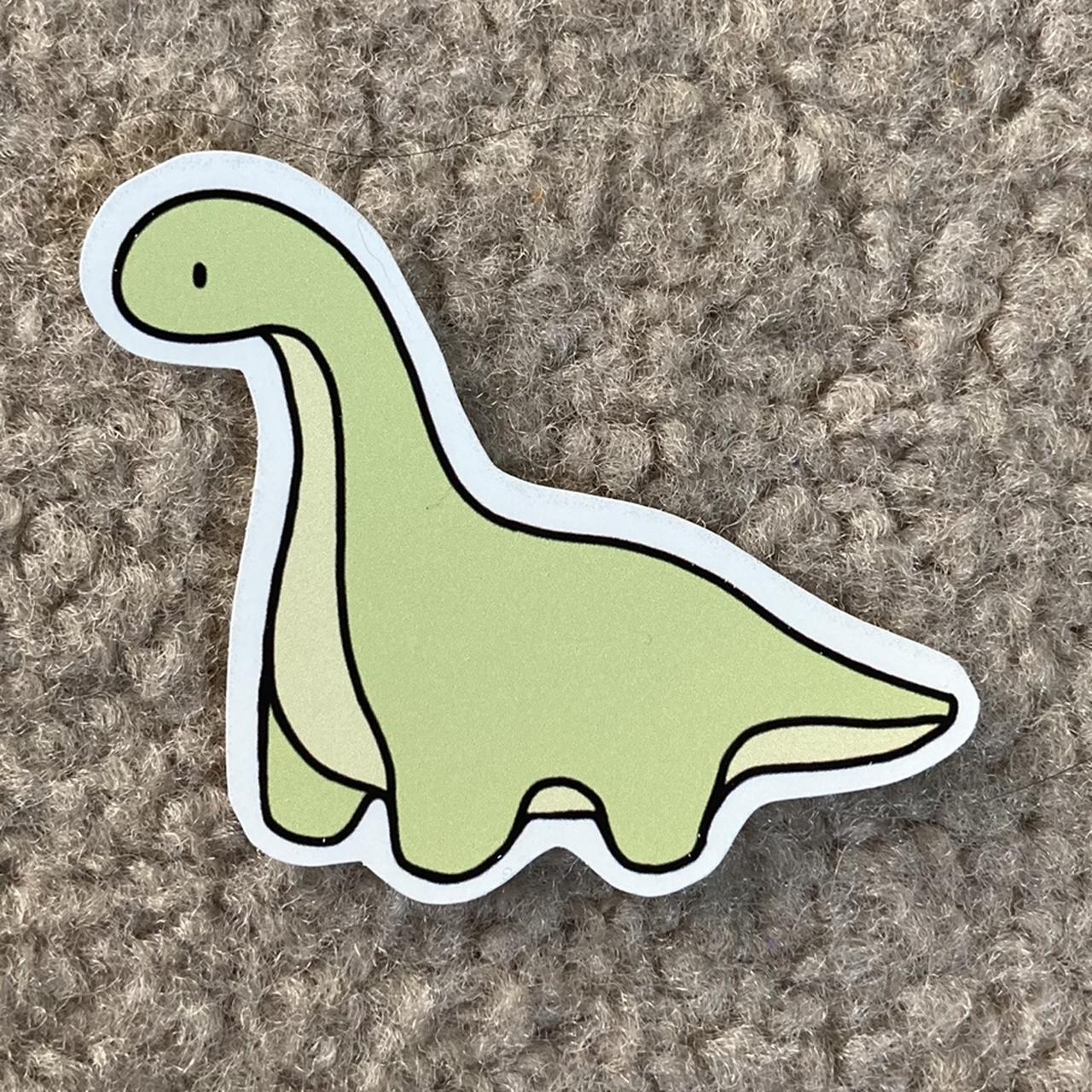 Multicolored brontosaurus dinosaur matte sticker... - Depop