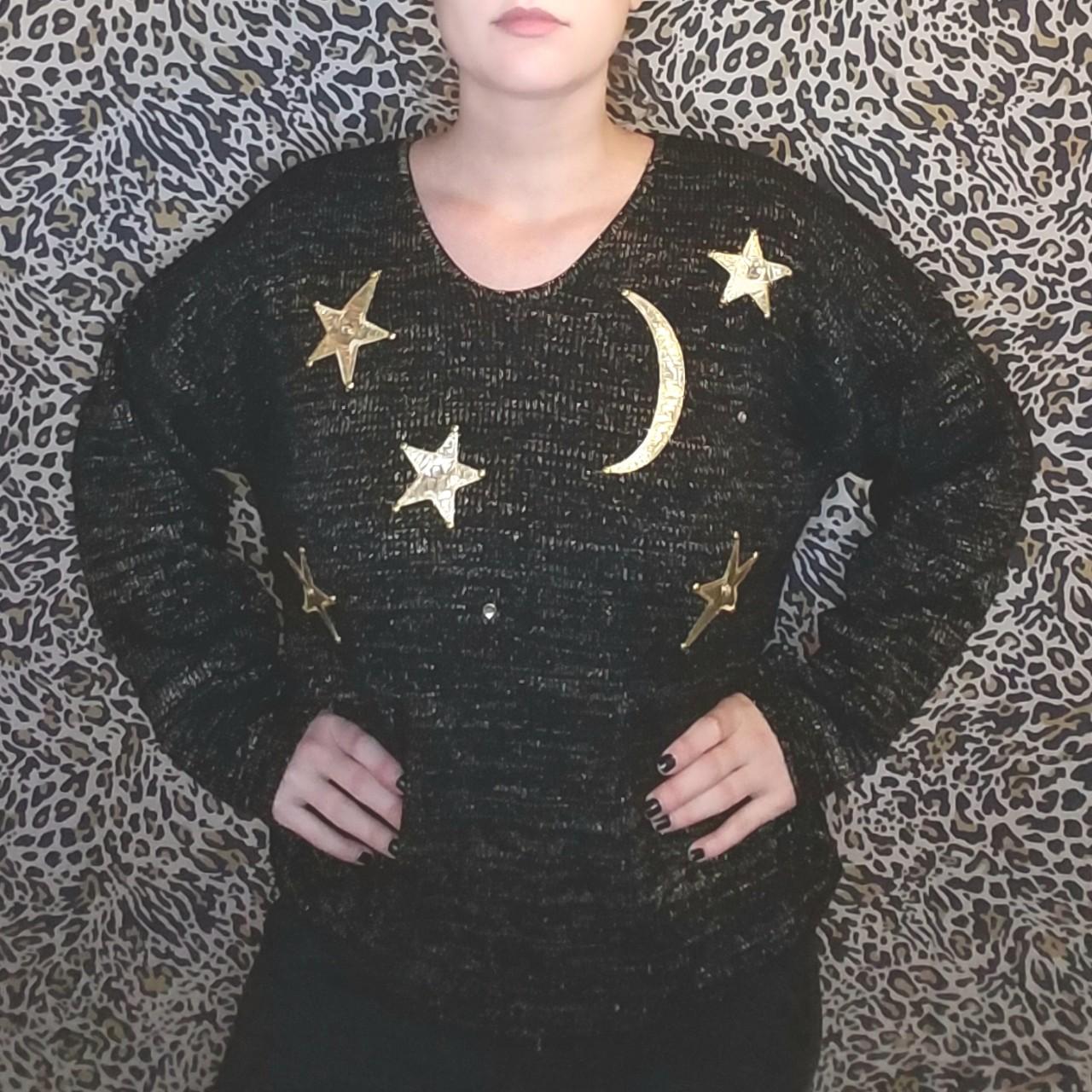 Women's Black and Gold Jumper | Depop