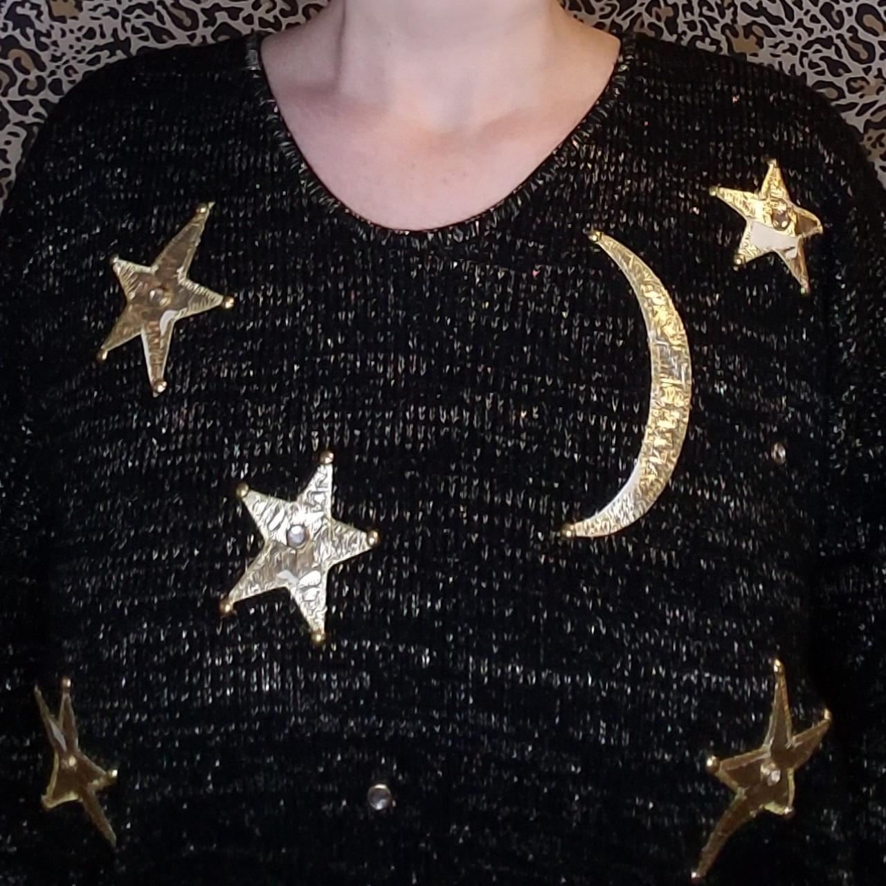 Women's Black and Gold Jumper | Depop