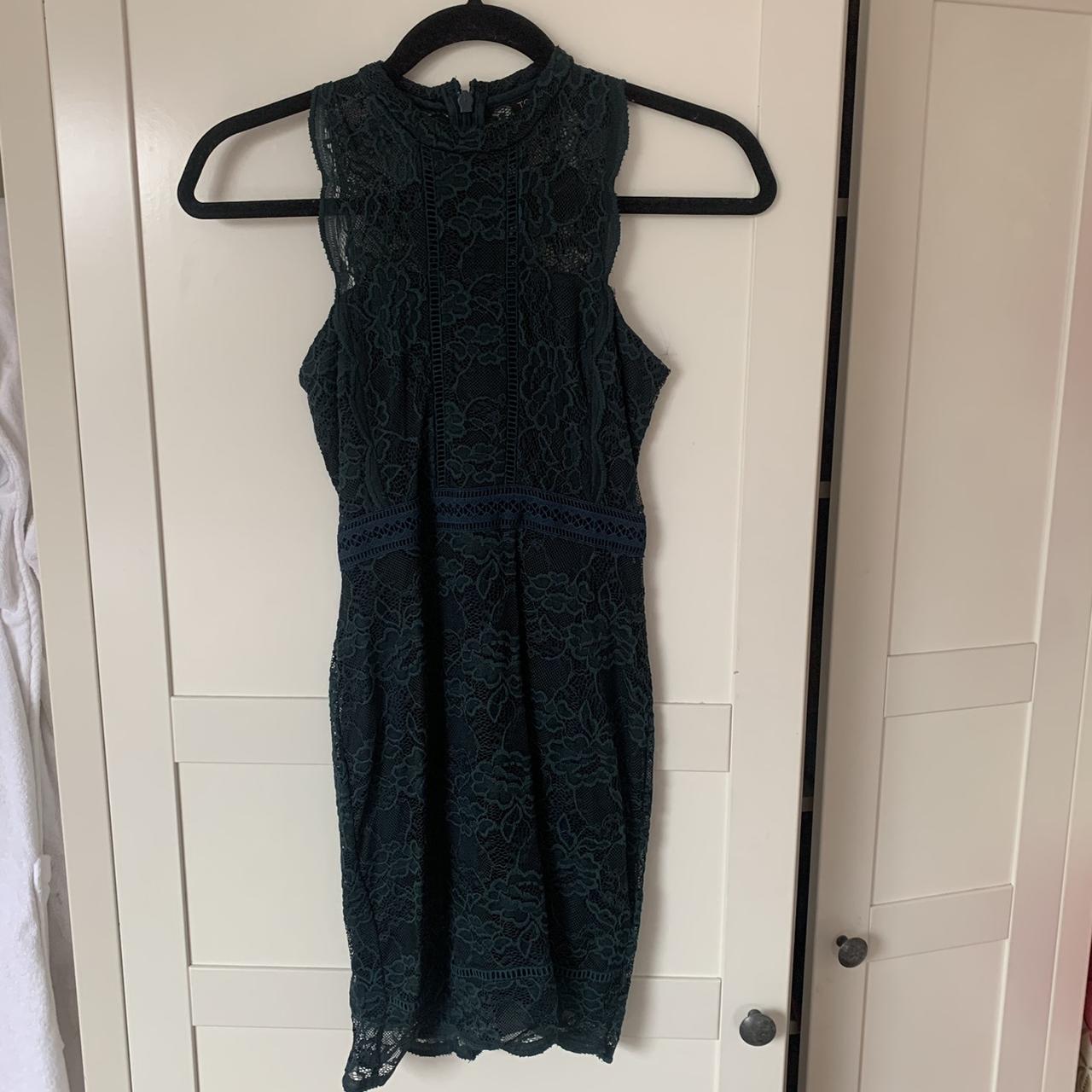 Green Topshop Lacey Bodycon Dress Hardly Worn Size Depop