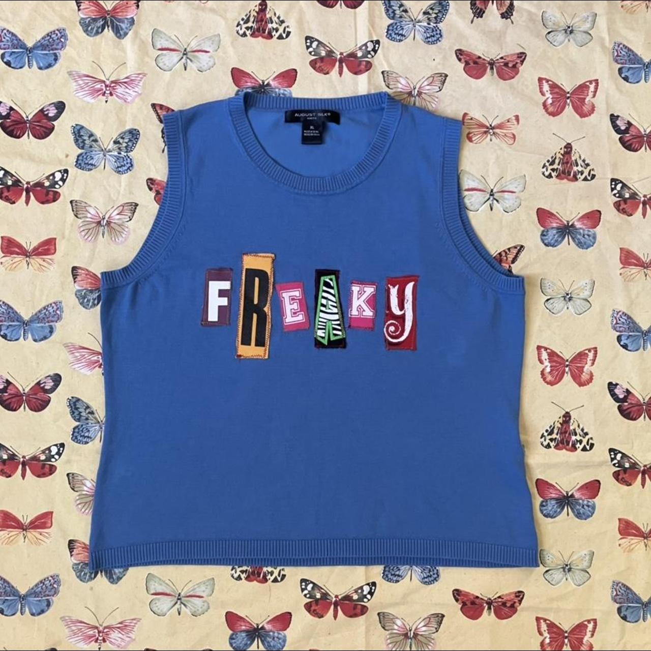 Custom and reworked FREAKY blue sweater vest >:)... - Depop