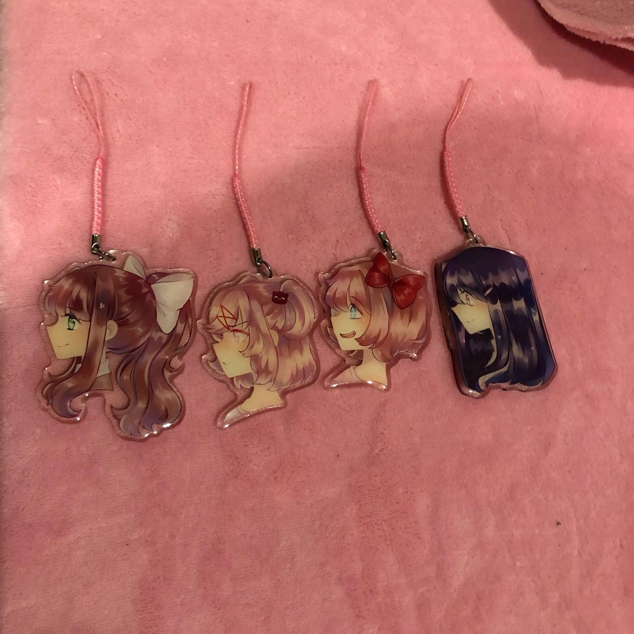 ddlc natsuki monika sayori yuri keychains by... - Depop