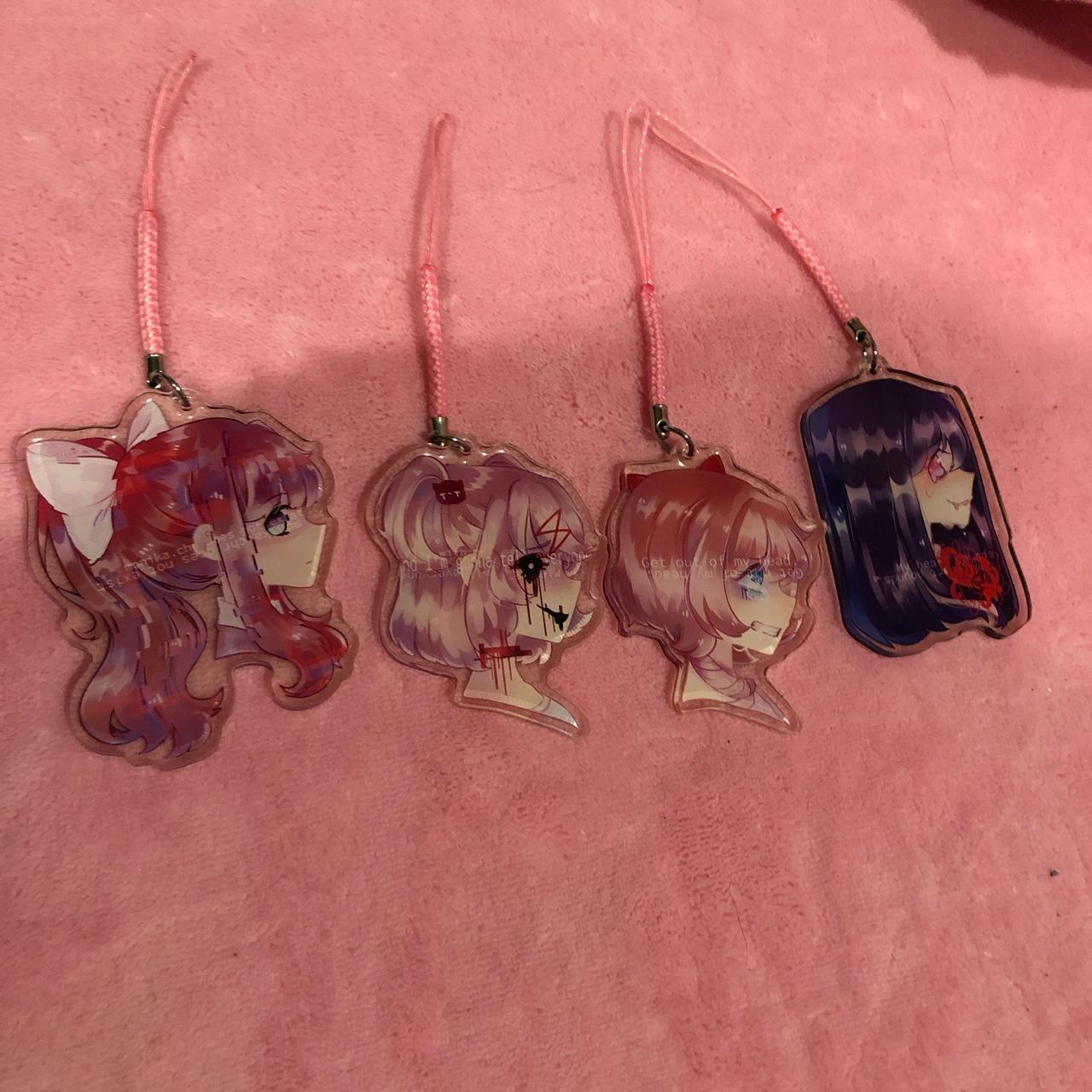ddlc natsuki monika sayori yuri keychains by... - Depop