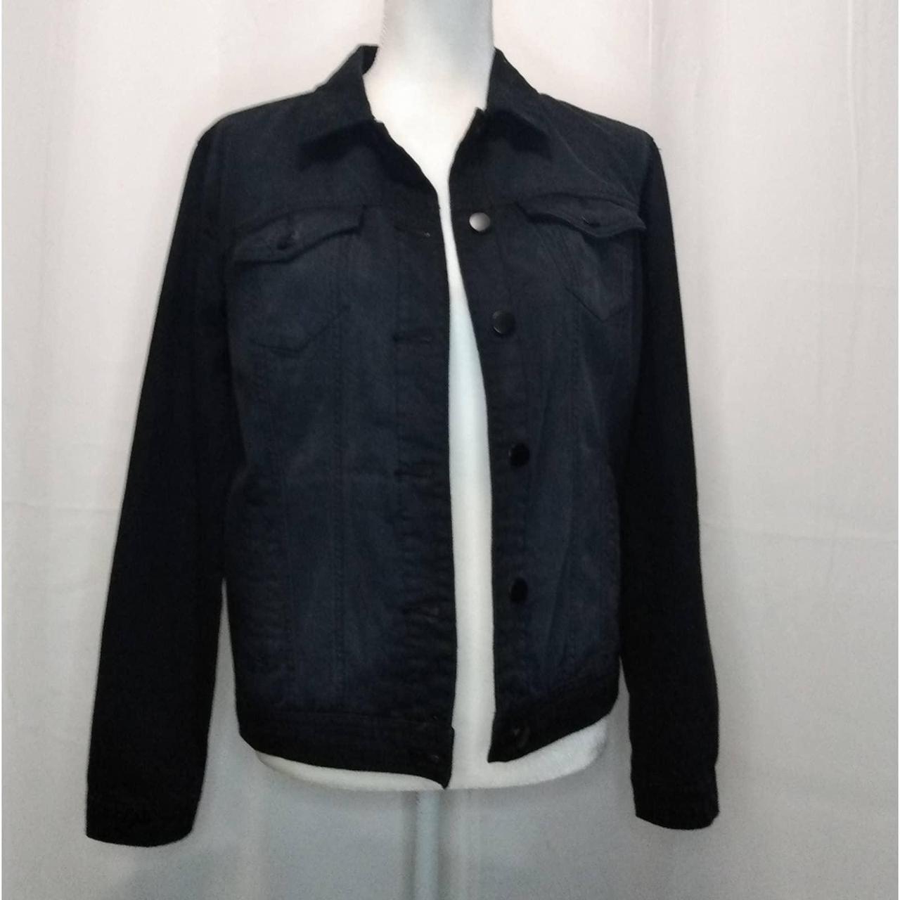 Just Fab Black button up jean jacket 2 chest... - Depop